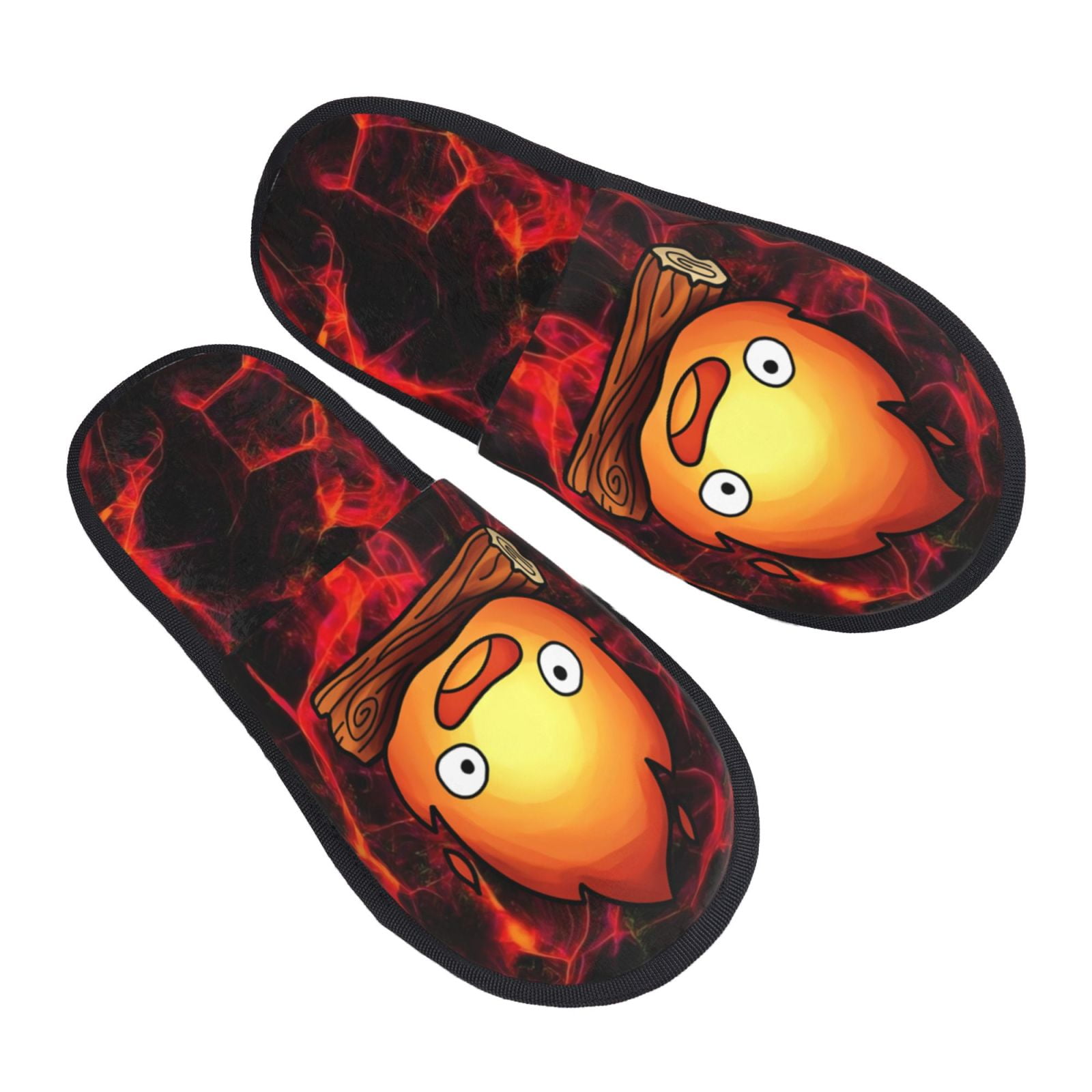 Howl'S Moving Castle Calcifer Furry Slippers For Men Women Fuzzy House ...