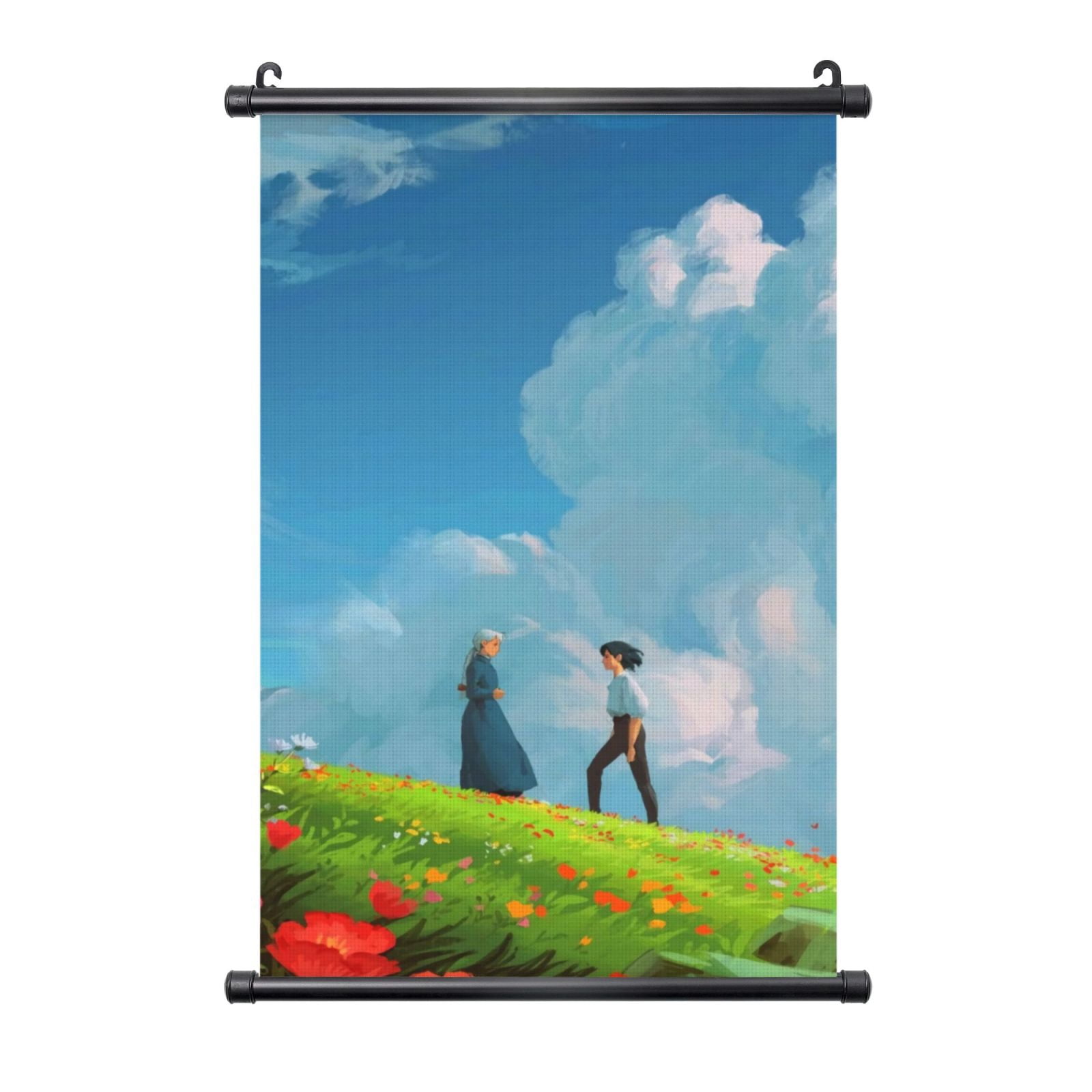Howl'S Moving Castle Hanging Poster, Black Plastic Shaft Wall Hanging ...