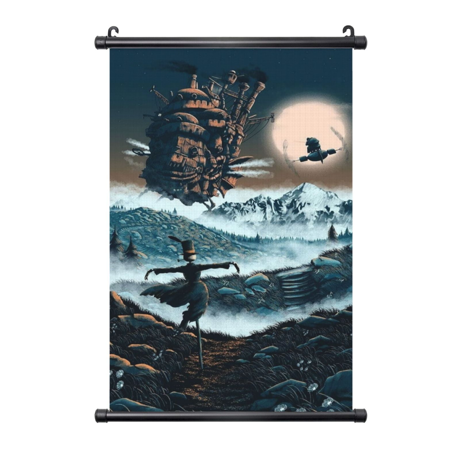 Howl'S Moving Castle Hanging Poster, Black Plastic Shaft Wall Hanging ...