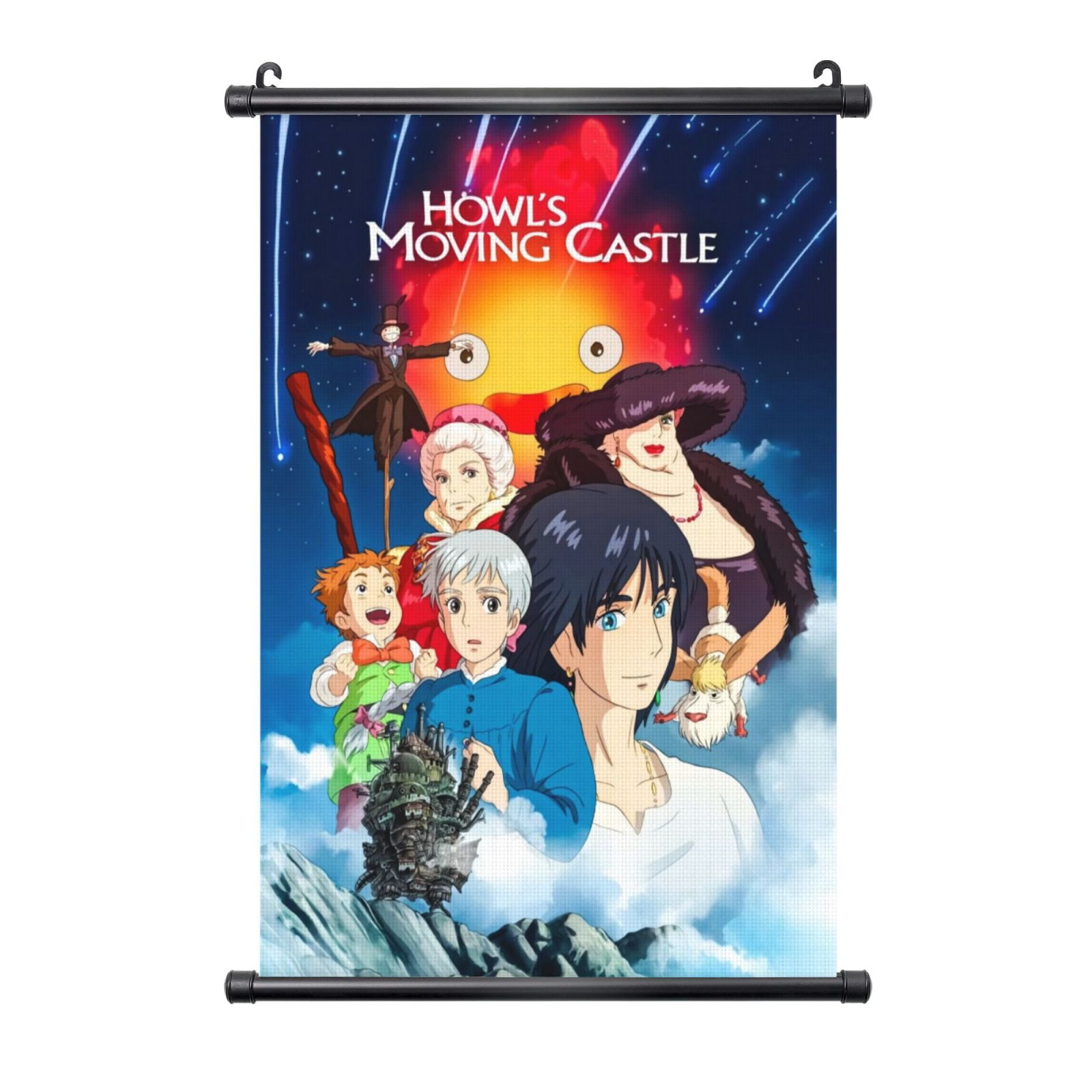 Howl'S Moving Castle Hanging Poster, Black Plastic Shaft Wall Hanging ...