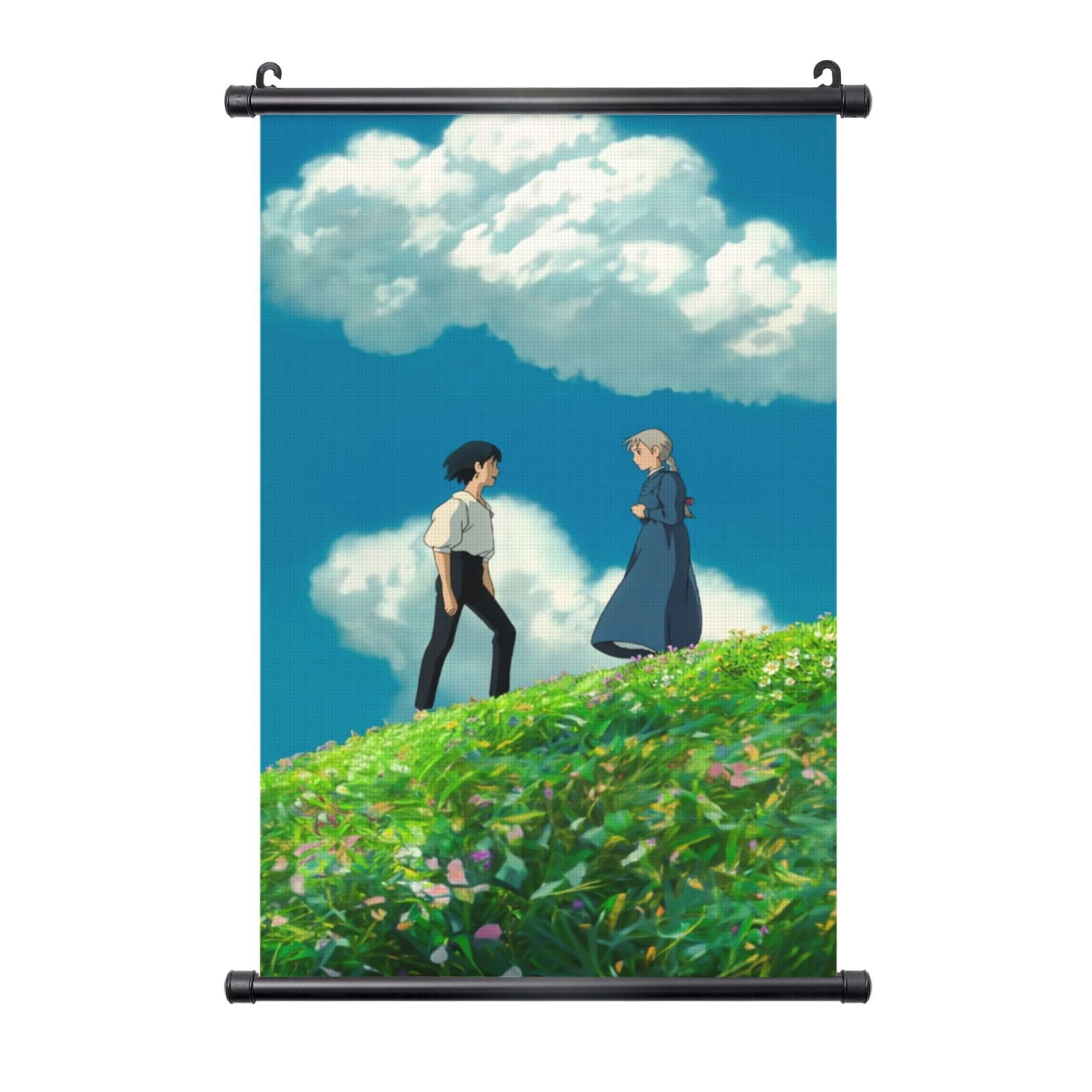 Howl'S Moving Castle Hanging Poster, Black Plastic Shaft Wall Hanging ...