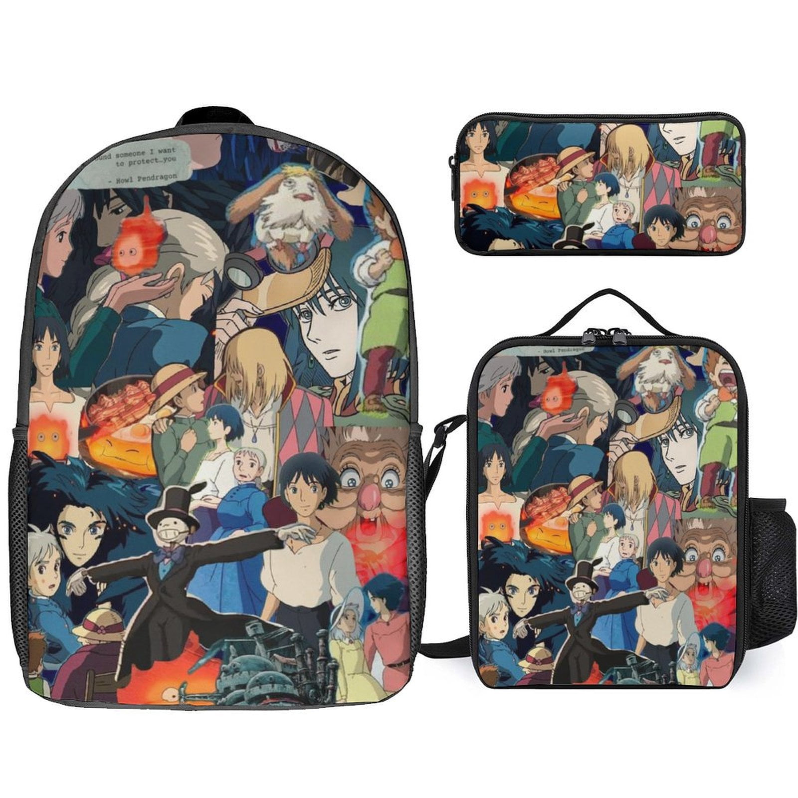 Howl's Moving Castle 3 Piece Set School Bag Set Daypack Backpack Tote ...