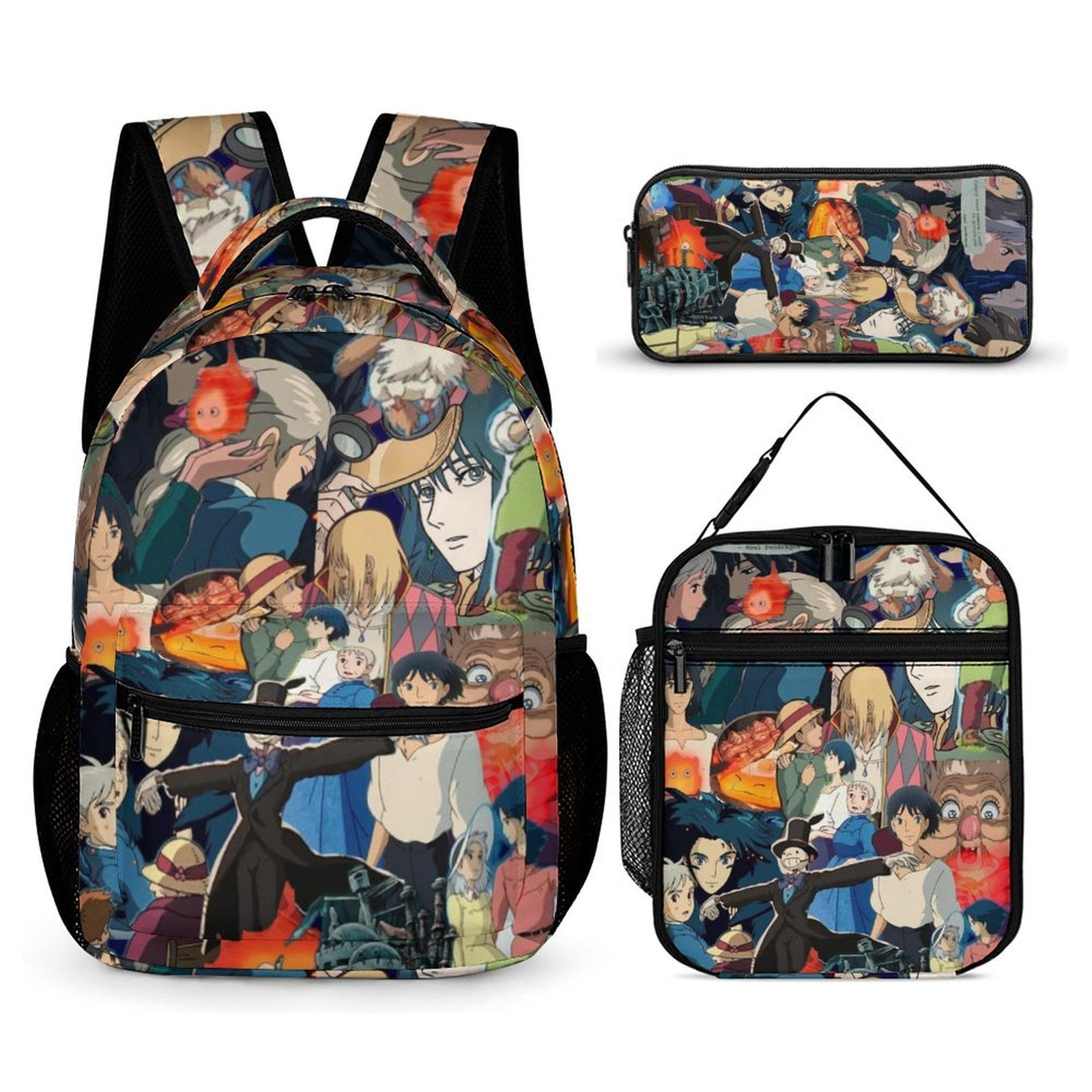 Howl's Moving Castle Backpack 3 Piece Set Large Capacity Schoolbag ...