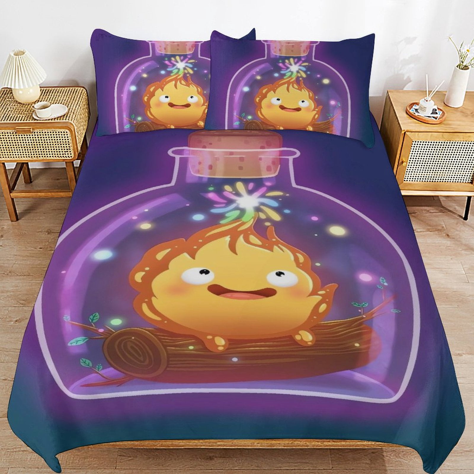 Howl's Moving Castle Calcifer Bed Duvet Cover Microfiber Bedding Sets ...