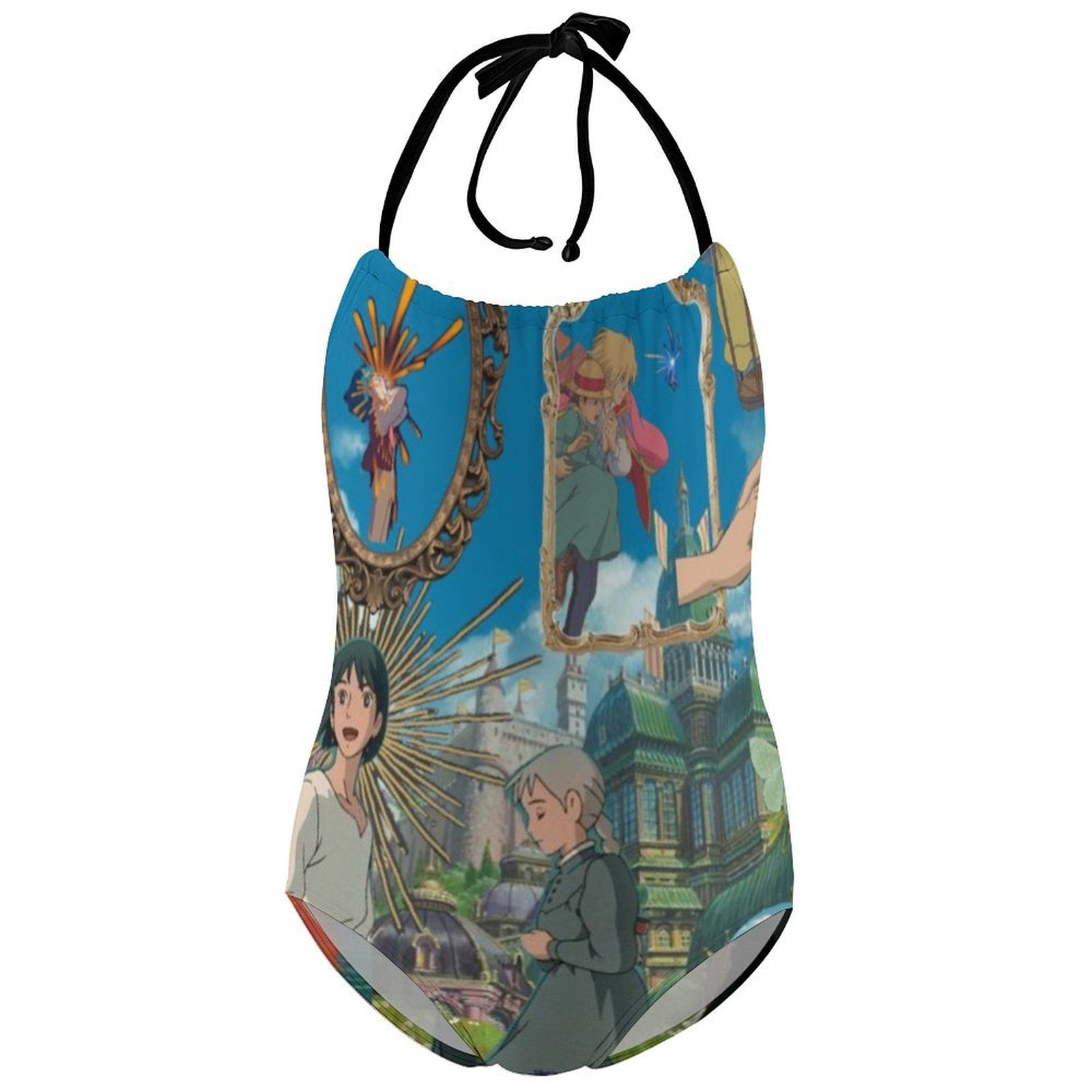 Howl's Moving Castle Girls One Piece Swimsuit Quick Dry Swimwear Print ...
