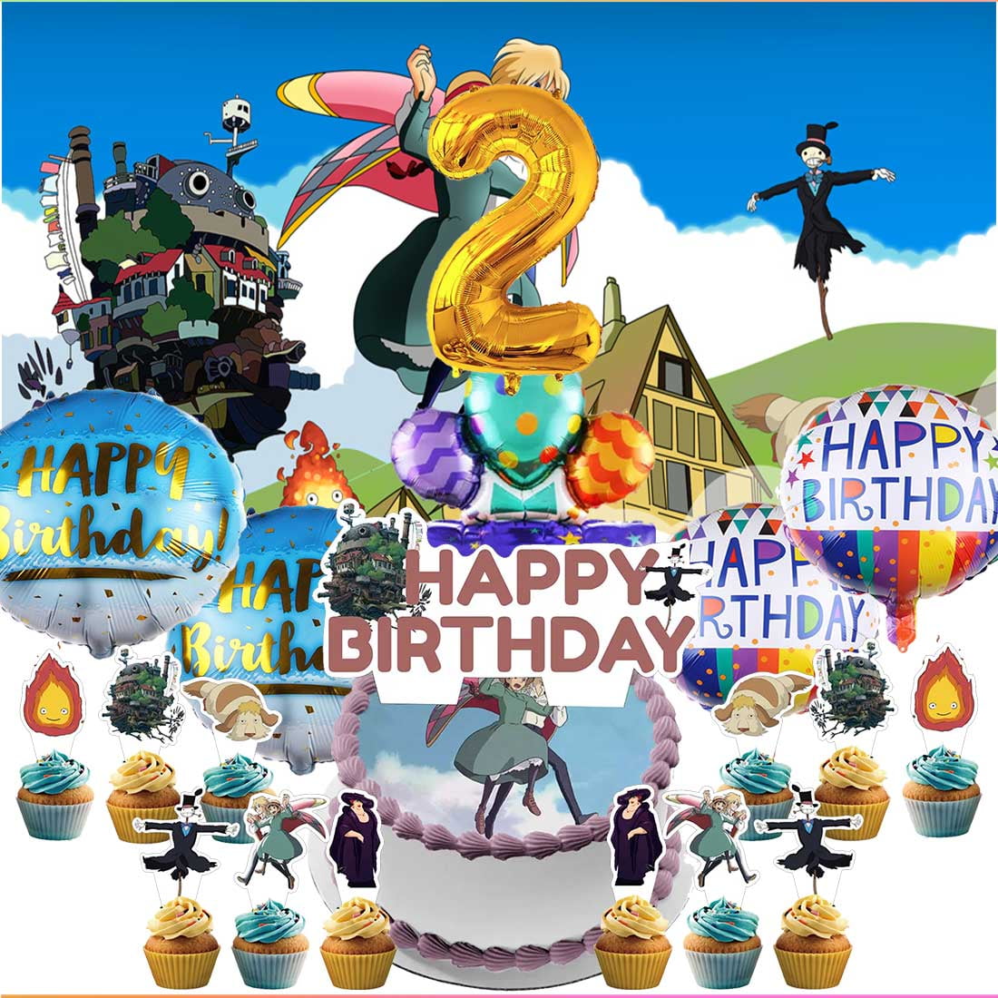 Howl's Moving Castle Party Supplies Decor 2nd Kit Balloons Birthday ...