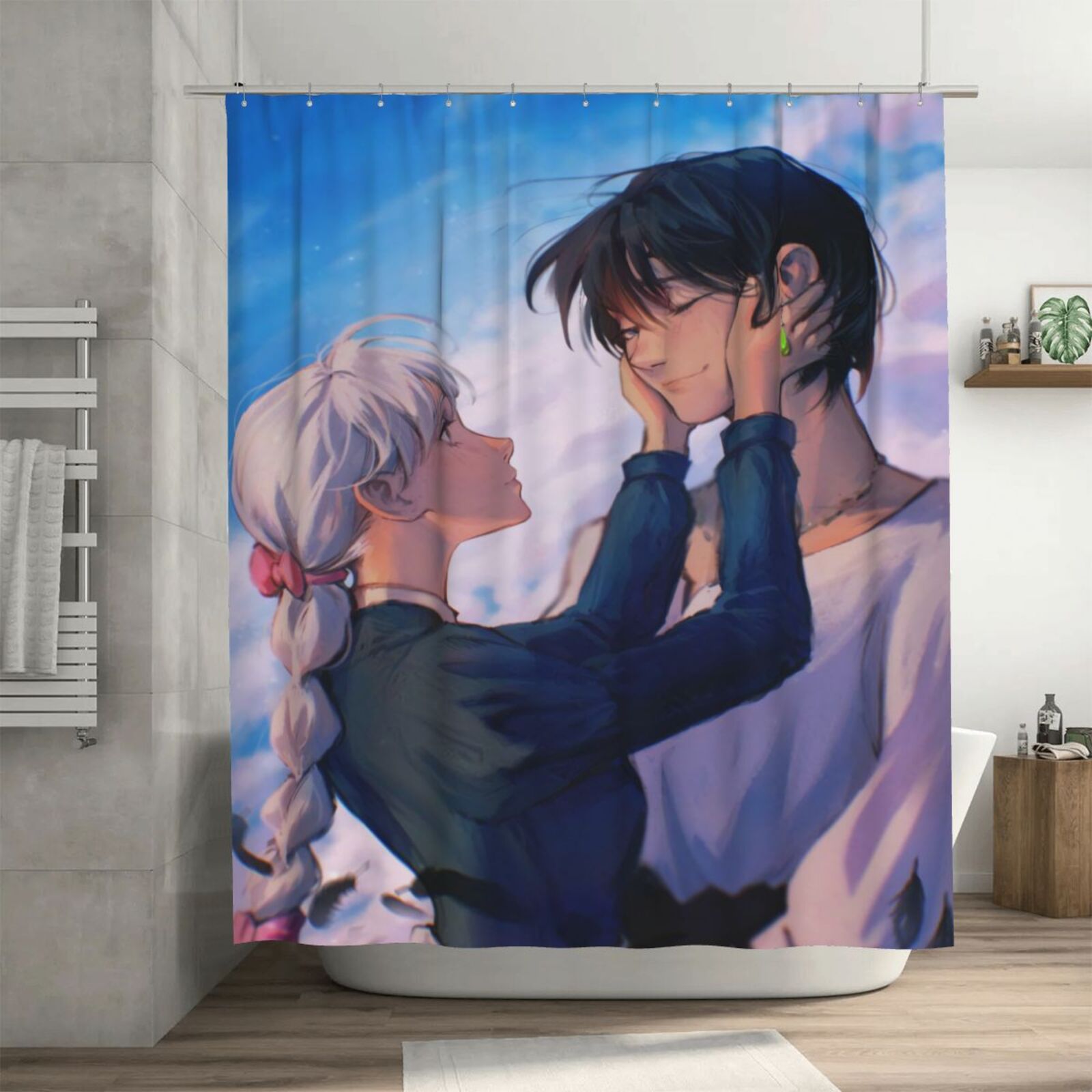 Howl's Moving Castle Shower Curtain, Lovely Cartoon Shower Curtains Set ...