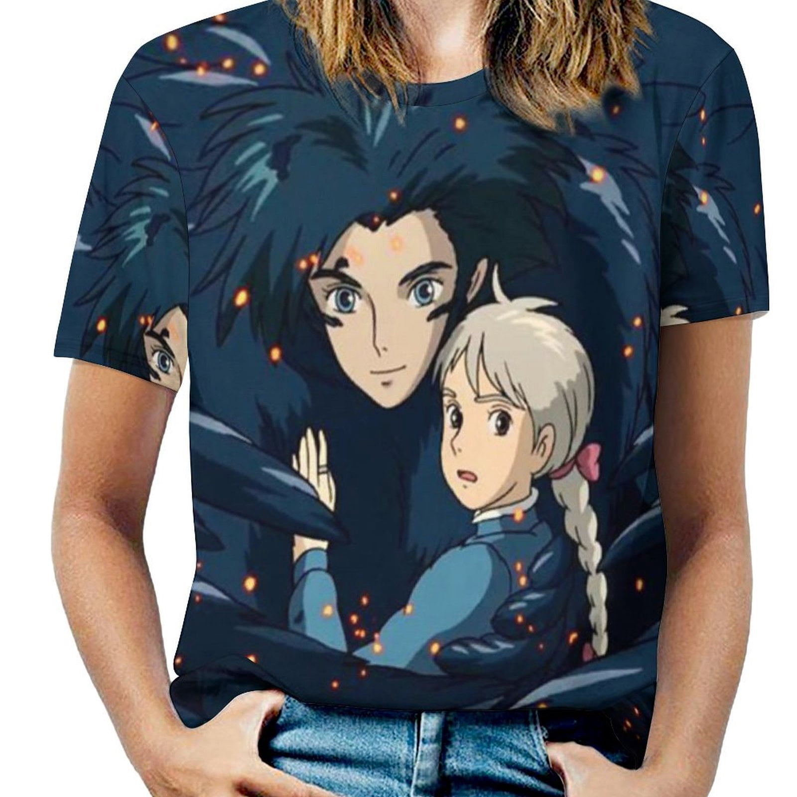 Howl's Moving Castle Women's Casual T-shirts Crew Neck Short Sleeve Tee ...