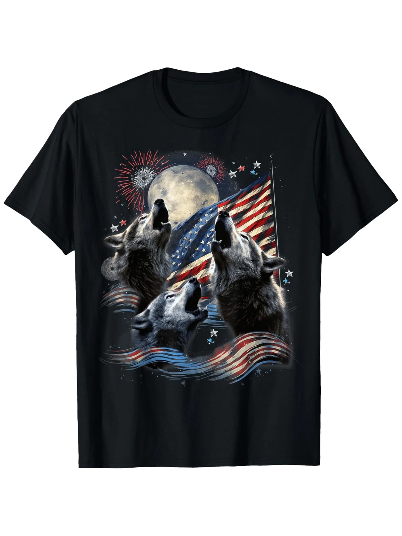 Howling America Patriotic T-Shirt for Men - 100% Cotton Breathable ...