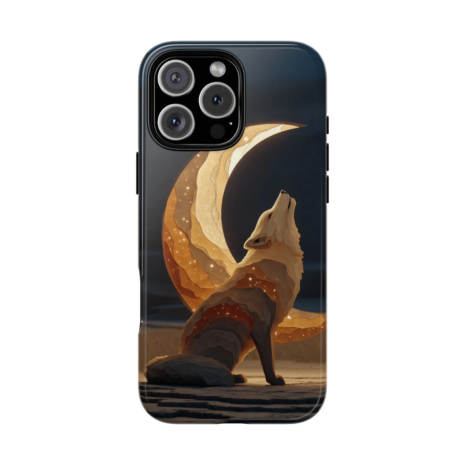 Howling Coyote Crescent Moon Night Case for iPhone 17 11 12 13 14 15 16 ...