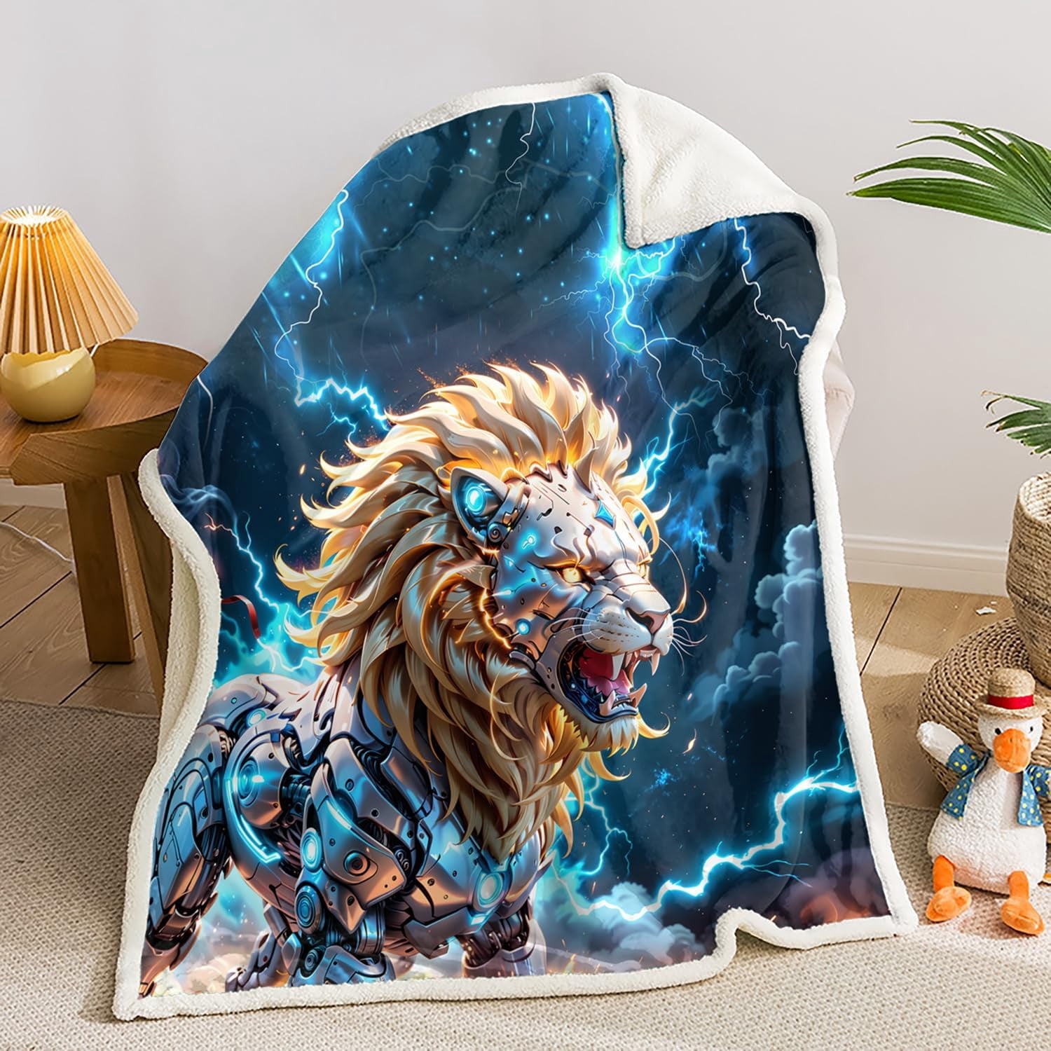 Howling Lion Throw Blanket,3D Printed Safari Lion Cozy Sherpa Fleece ...