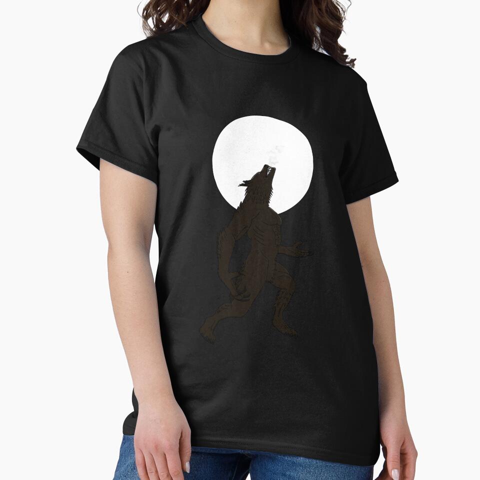 Howling Werewolf Full Moon Mystical Night Creature Illustration Unisex ...