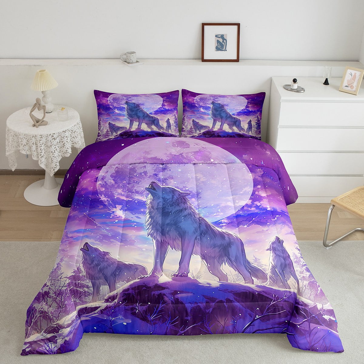 Howling Wolf Bedding Comforter Sets Winter Wolves On The Snow Mountain ...