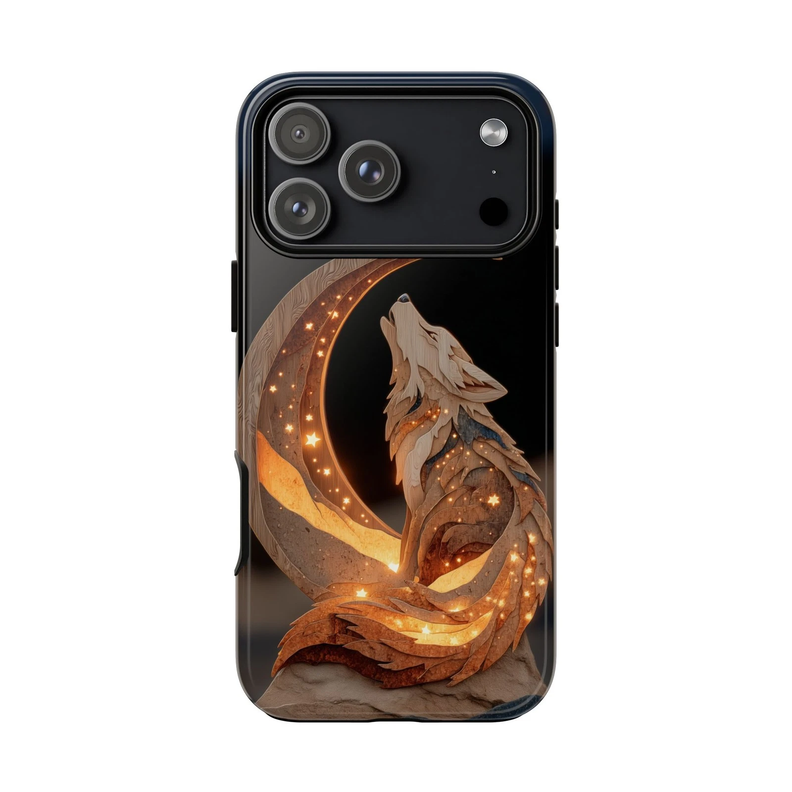 Howling Wolf Crescent Moon Phone Case for iPhone 17 to 11 Pro Max ...