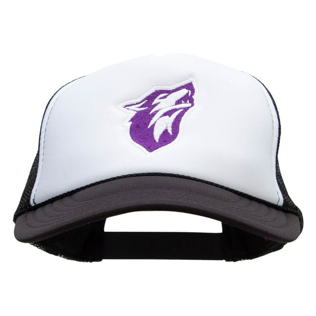 Howling Wolf Embroidered Two Tone Polyester 5 Panel Foam Front Mesh ...