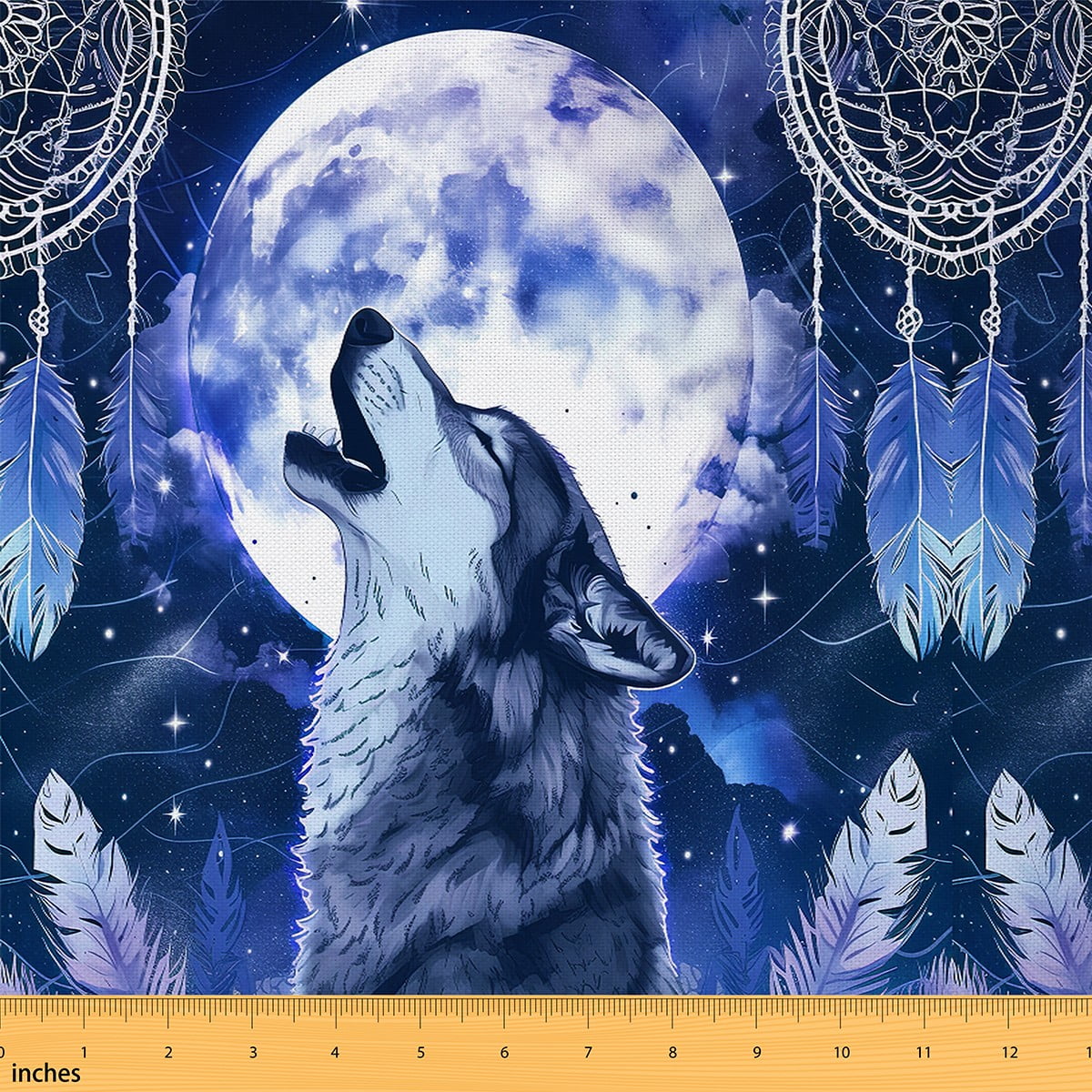 Howling Wolf Fabric By The Yard,Hunting Animal Upholstery Fabric,Full ...