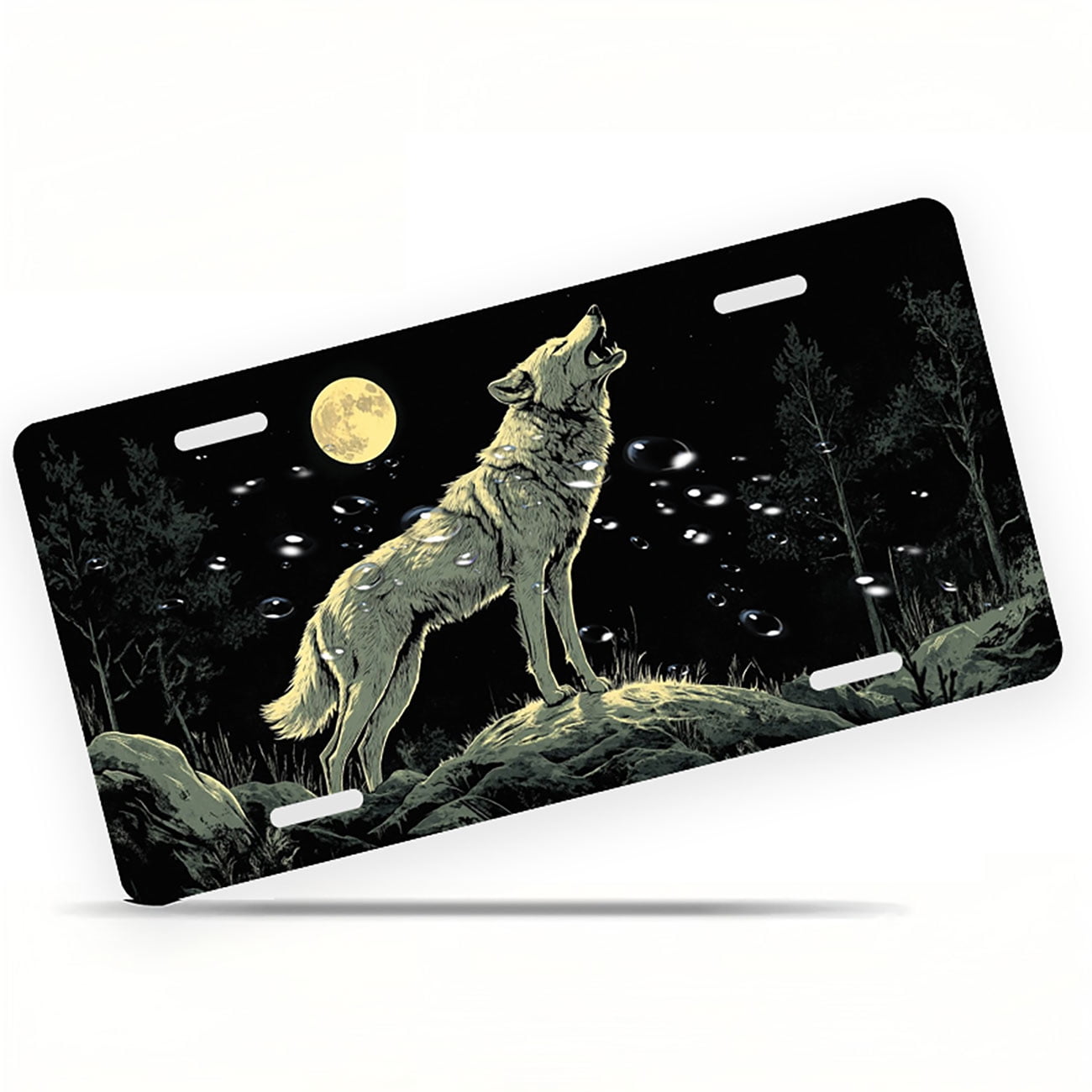 Howling Wolf Front License Plate, Metal License Plate, Funny Standard ...