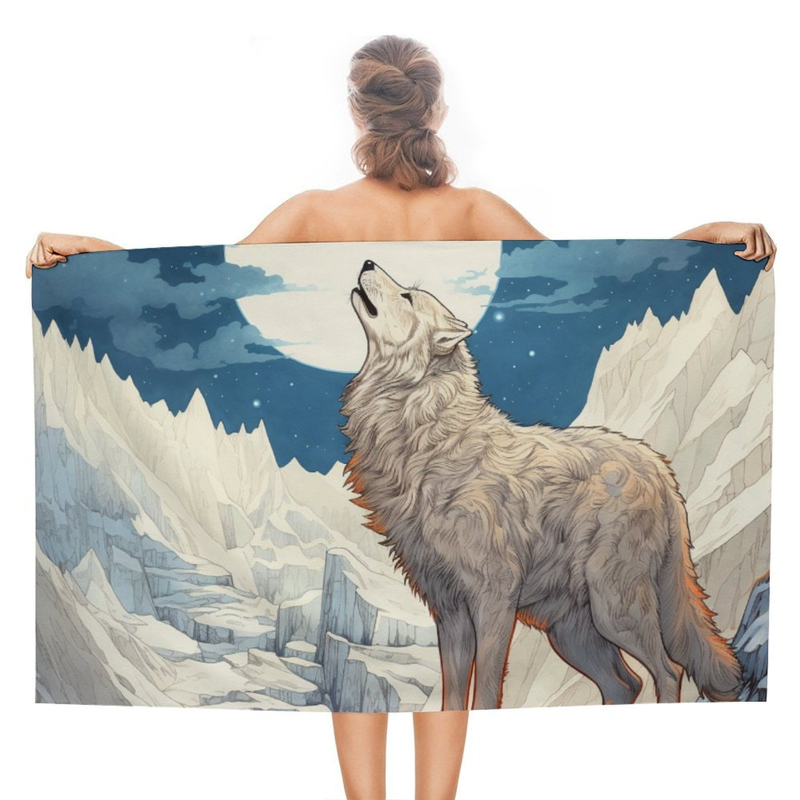 Howling Wolf Full Moon Beach Towel – with A Unique Design, Extra Large ...