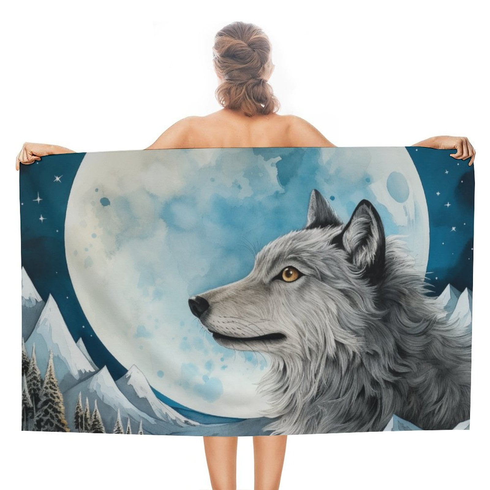 Howling Wolf Full Moon Microfiber Beach Towel Lightweight 63''x32 ...
