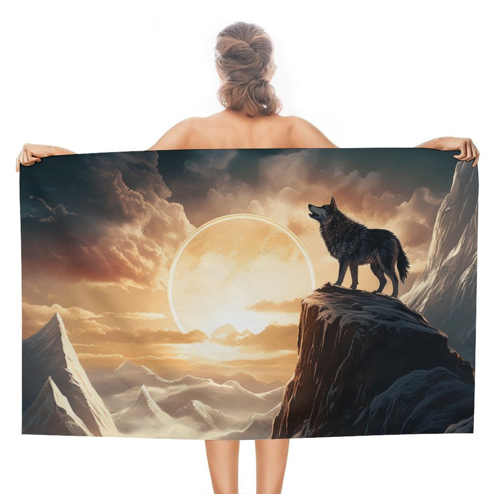 Howling Wolf Full Moon Oversized Beach Towel XL Pool Camping Swim ...