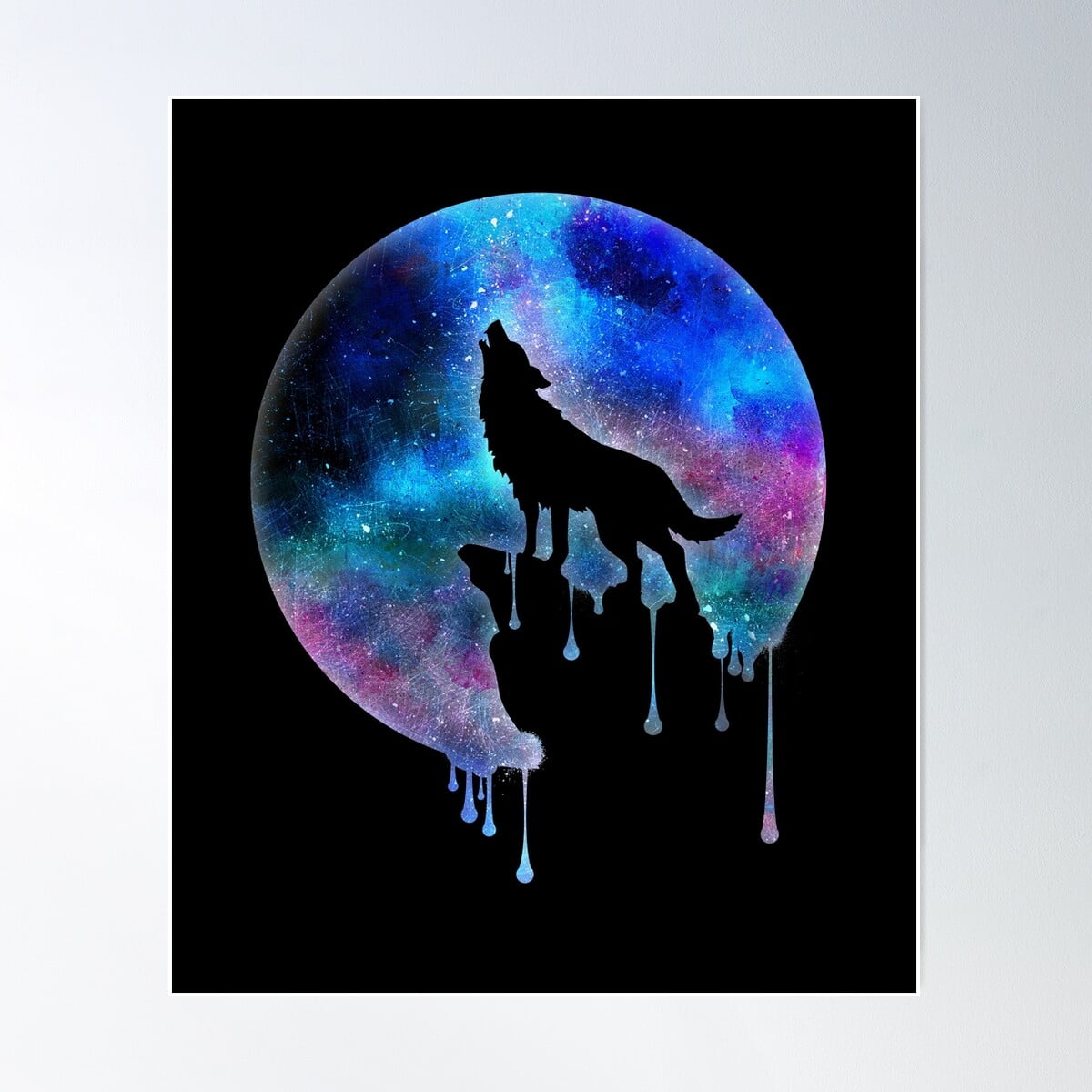 Howling Wolf - Full Moon - Watercolour - Art - Trend - Splatter- Gift ...