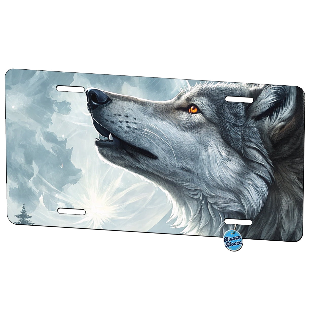 Howling Wolf In Front Of Moon Metal Novelty License Plate - Walmart.com