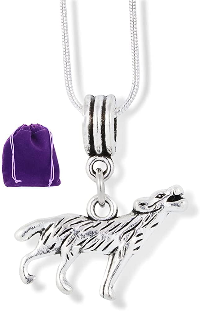 Howling Wolf Large Charm Snake Chain Necklace - Walmart.com