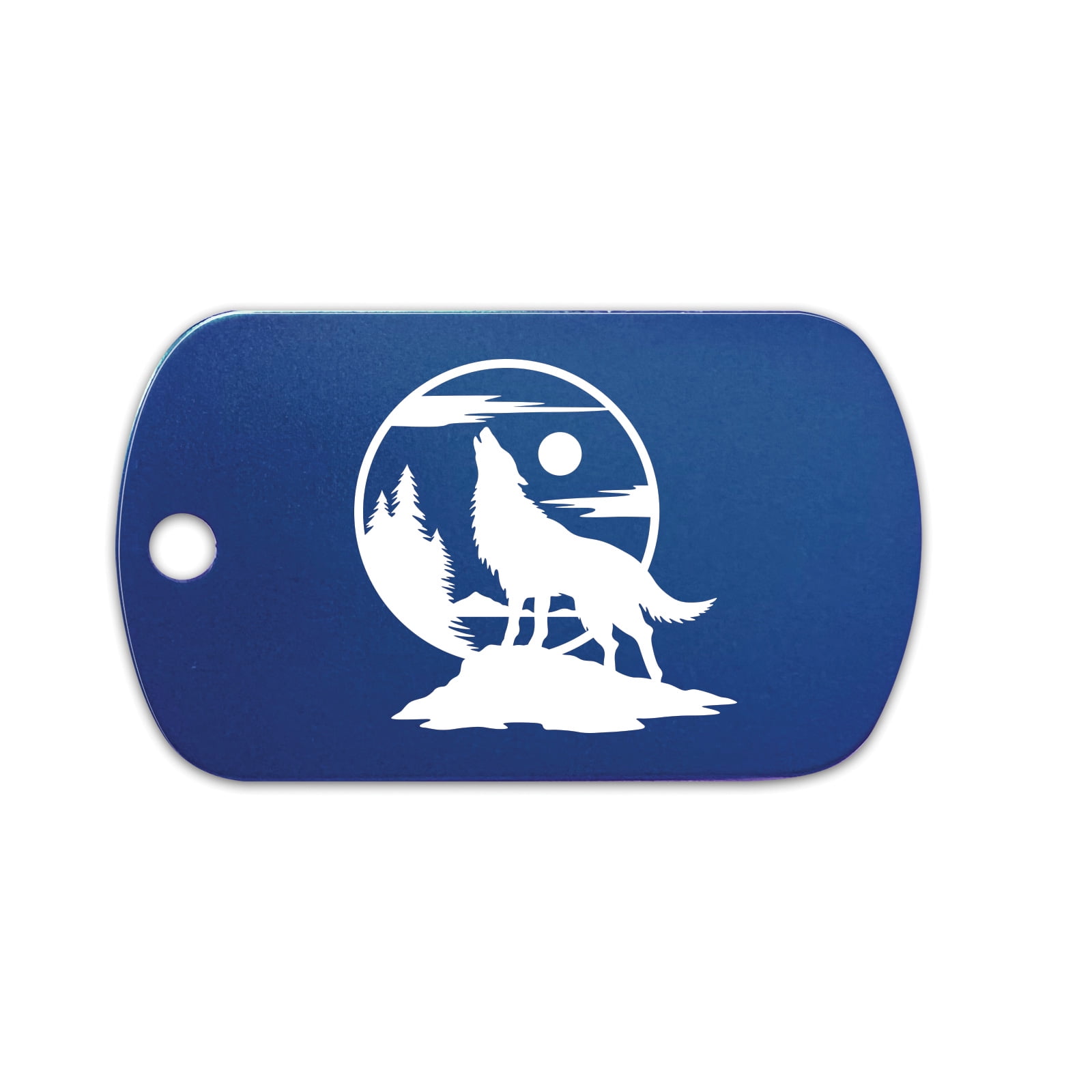 Howling Wolf Moon GI Dog Tag Aluminum Keychain wild wilderness nature ...