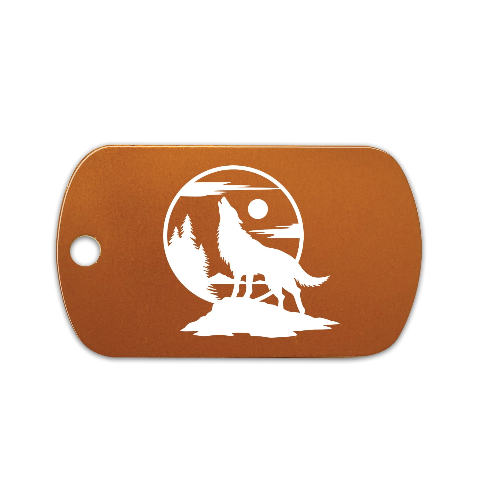 Howling Wolf Moon GI Dog Tag Aluminum Keychain wild wilderness nature ...