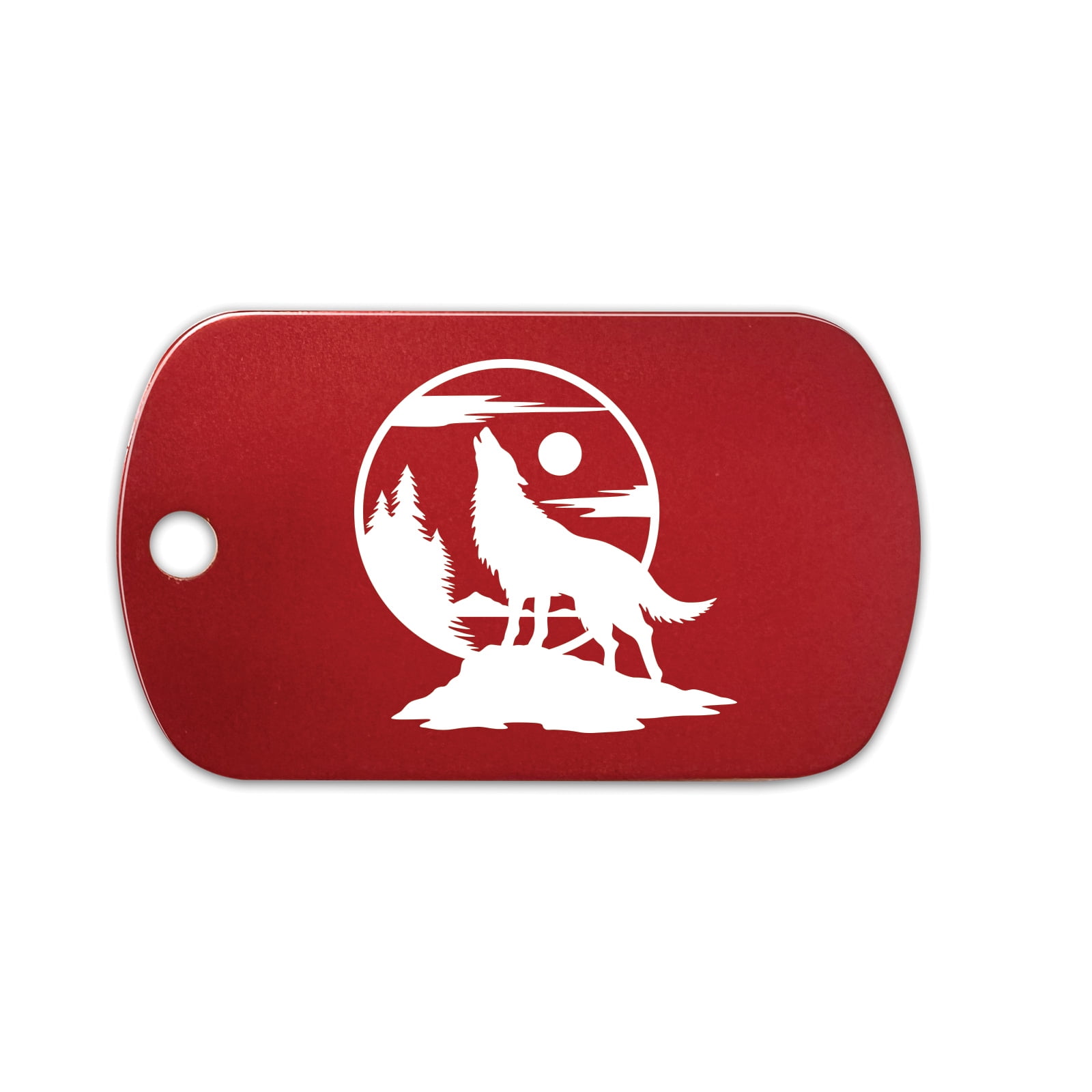 Howling Wolf Moon GI Dog Tag Aluminum Keychain wild wilderness nature ...