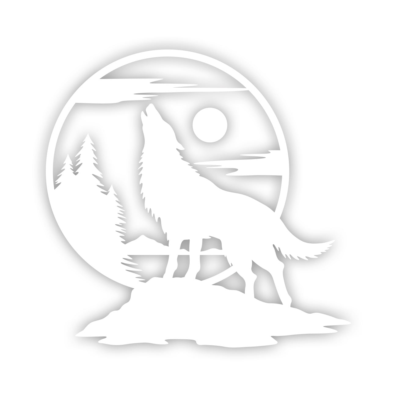 Howling Wolf Moon Sticker Decal Die Cut - Self Adhesive Vinyl ...