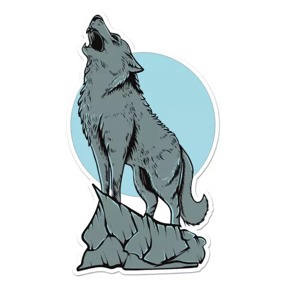 Howling Wolf Moon Sticker Phone Decal Water Bottle Stickers Car Decals ...