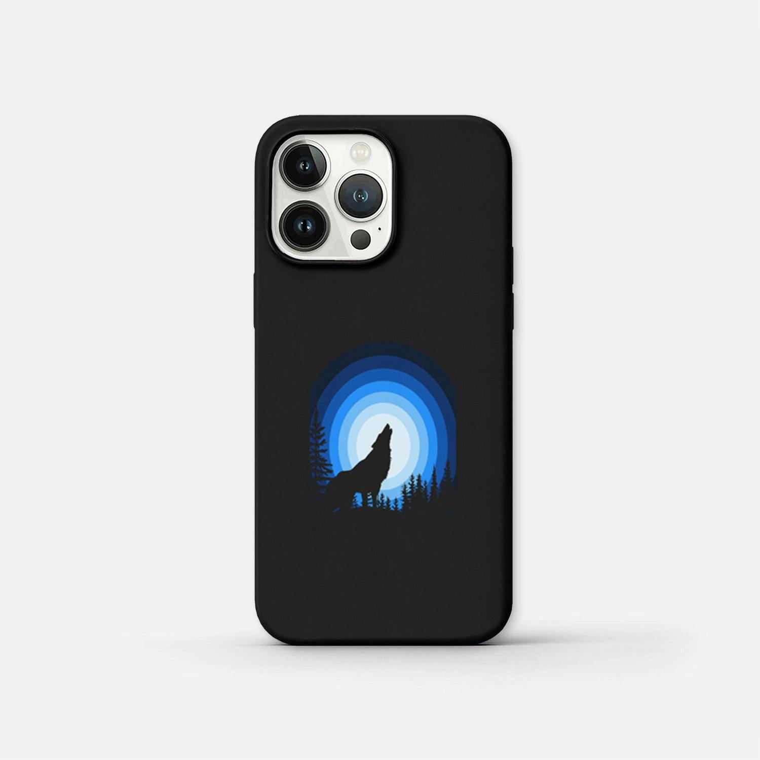 Howling Wolf Night Forest Phone Case with Moon Art 17 16 15 14 13 12 11 ...