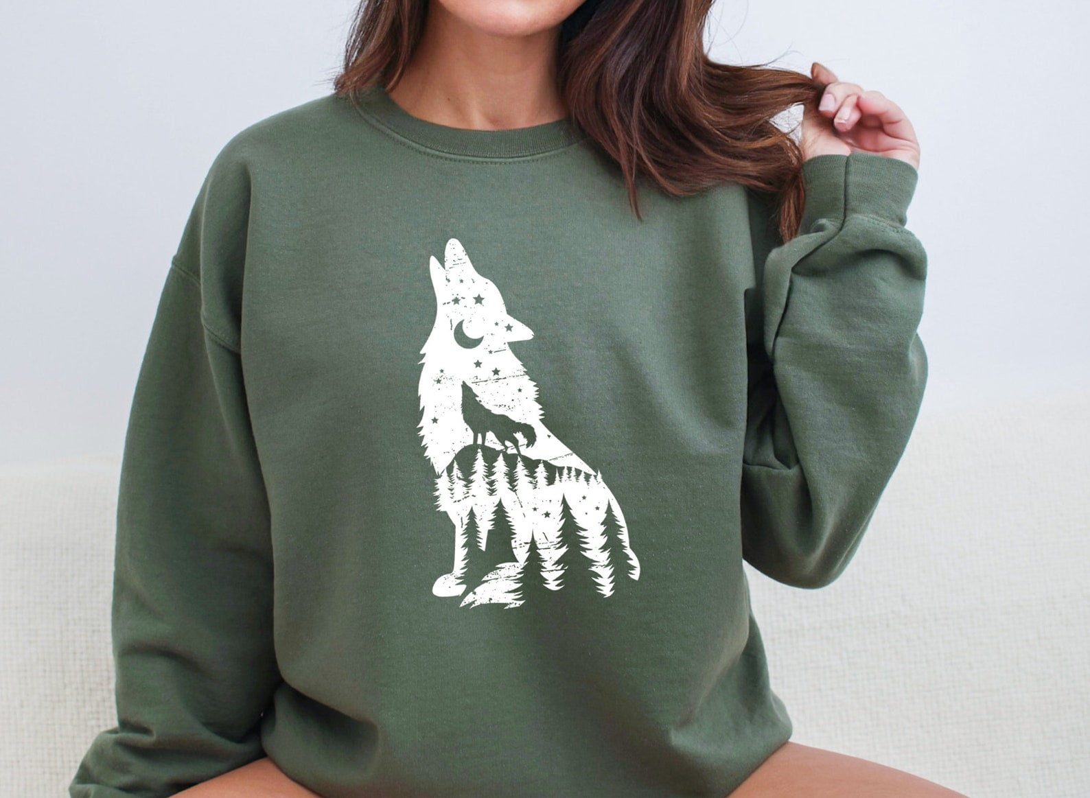 Howling Wolf Pack Sweatshirt, Camping Nature Shirt - Walmart.com