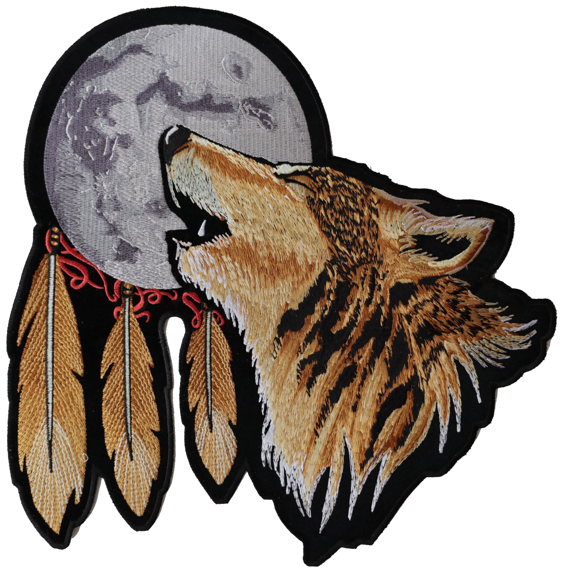 Howling Wolf Patch with Moon, Large Back Patches for Jackets and Vests ...