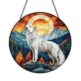 Howling Wolf Stained Glass Style Suncatcher Window Hanging, Wildlife ...