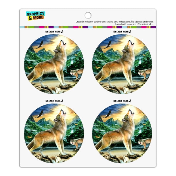 Howling Wolf Sunset Forest Butterflies Refrigerator Fridge Locker Vinyl ...