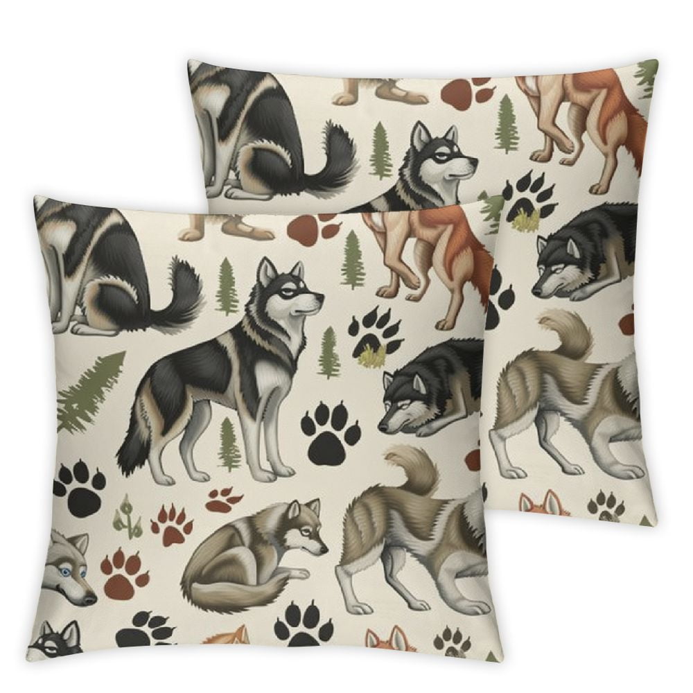 Howling Wolves Animals Nature Forest Wildlife Wolf Pattern Throw Pillow ...