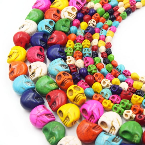 Howlite Skull Beads - Dyed Skull Shaped Beads Available in Sizes 8mm ...
