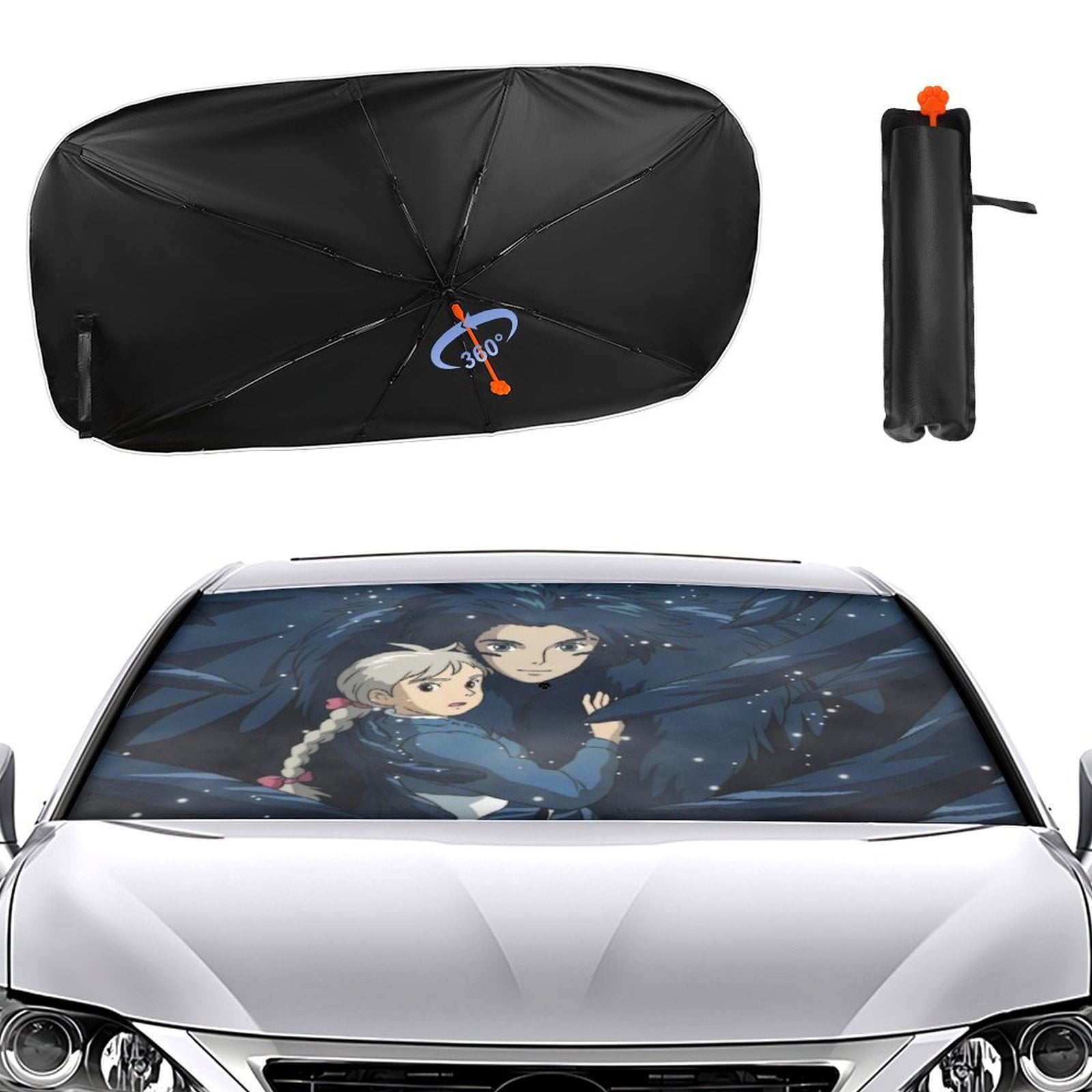 Howls Moving Castle Car Windshield Sun Shade Umbrella, Windshield Sun ...