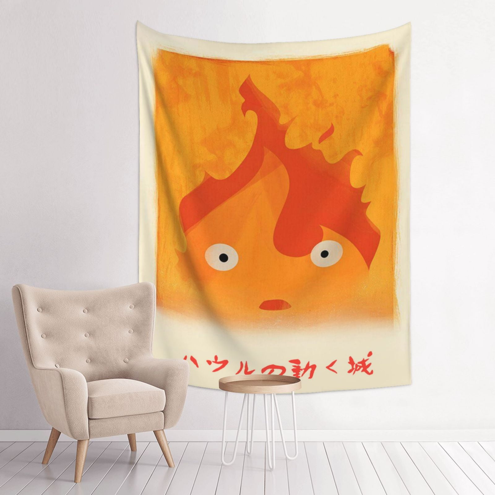 Howls Moving Castle Fire Tapestry Anime Poster Large Background Wall ...