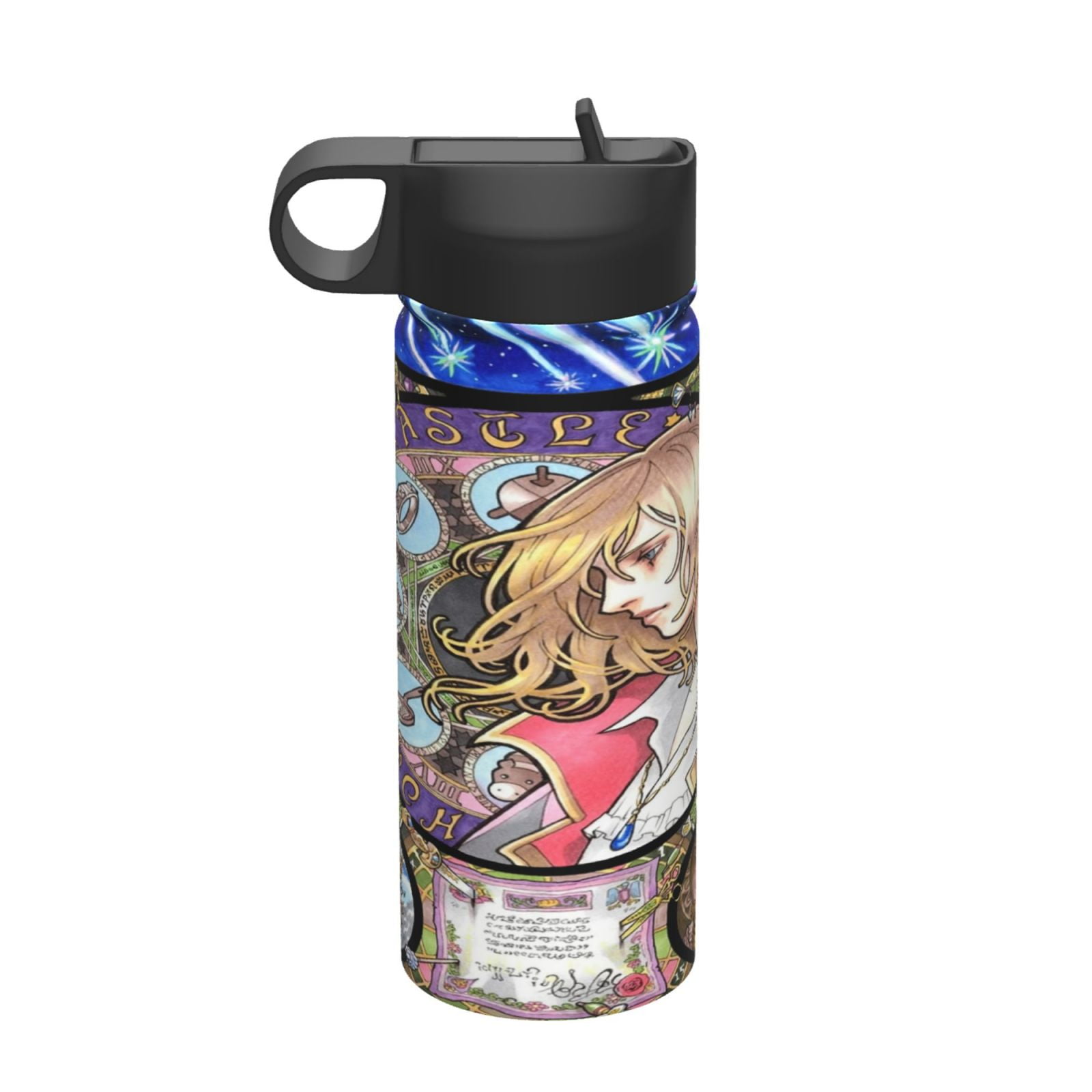 Howls Moving Castl Insulated Water Bottle with Straw Stainless Steel ...