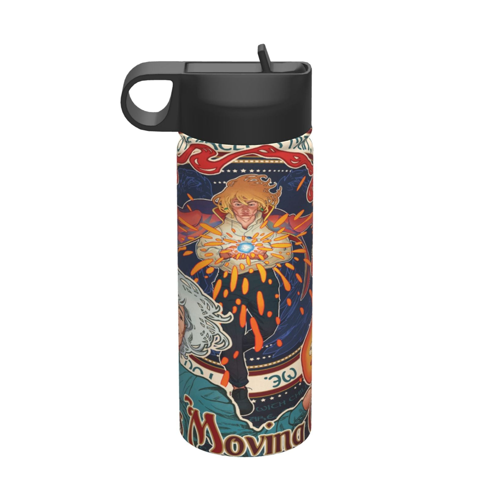 Howls Moving Castle Insulated Water Bottle With Straw Stainless Steel ...