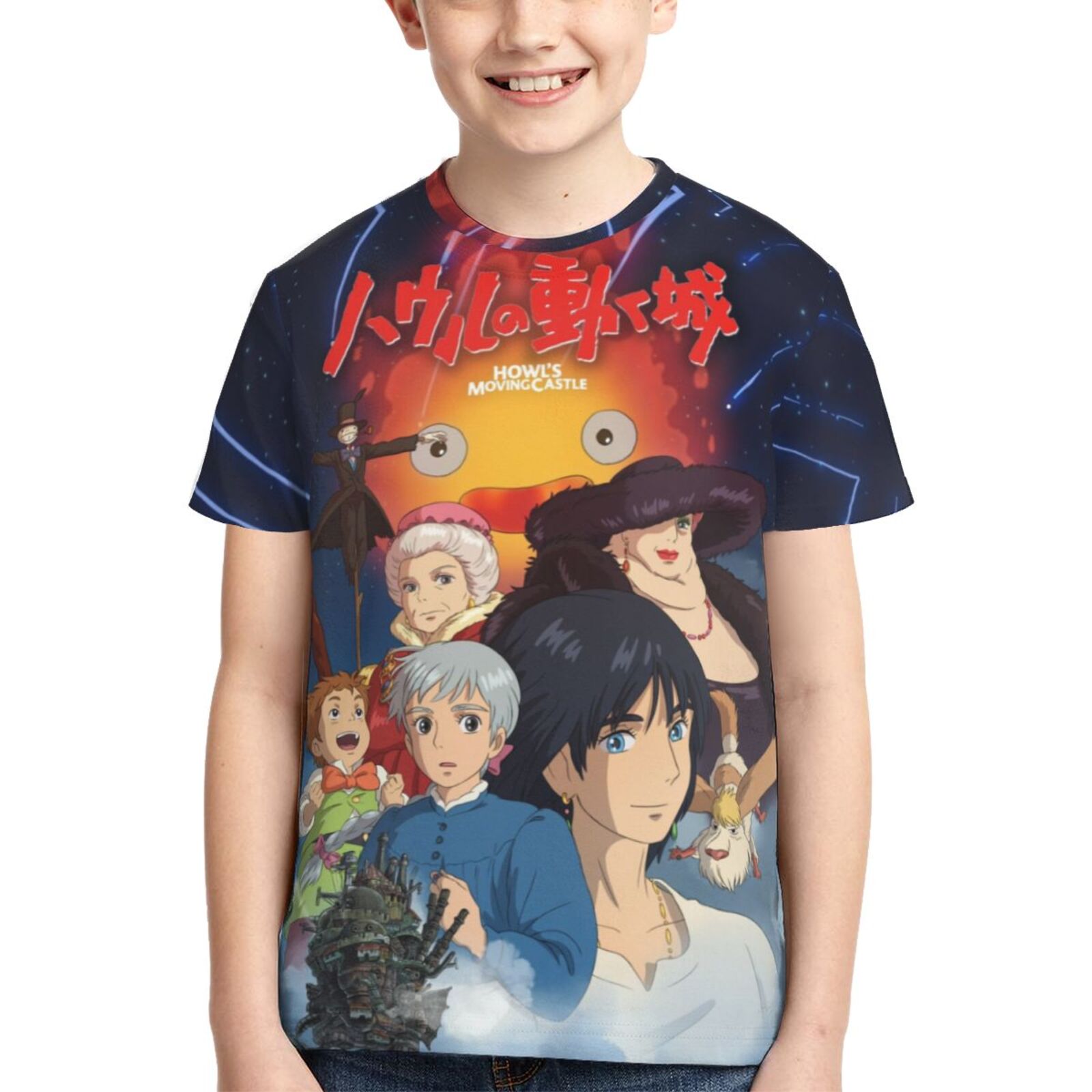 Howls Moving Castle T Shirts 3D Printed Short Sleeve Tee Shirt for Boys ...