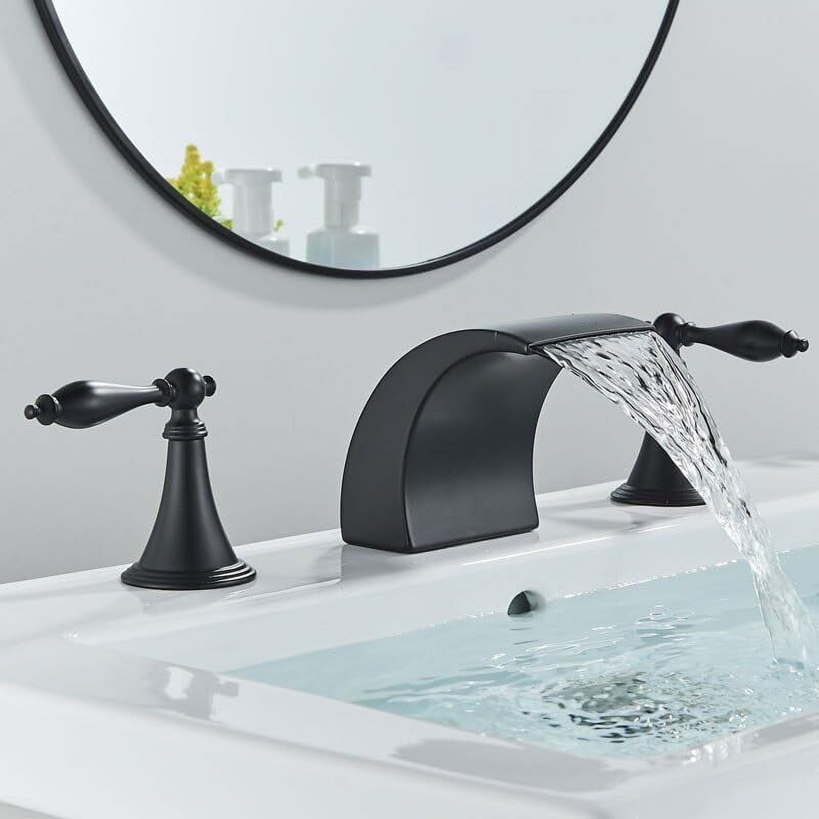 Hownifety Gold Bathroom Basin Faucet Three Hole Install Hot Cold Mixer ...