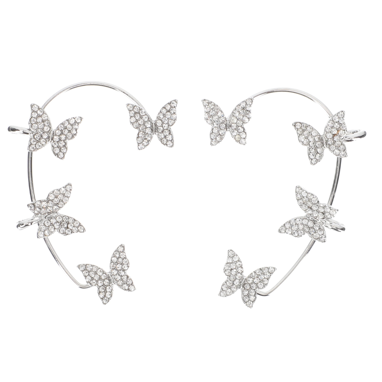 Howooi 1 Pair Rhinestones Butterflies Ear Cuff Ear Hook Earrings Women ...