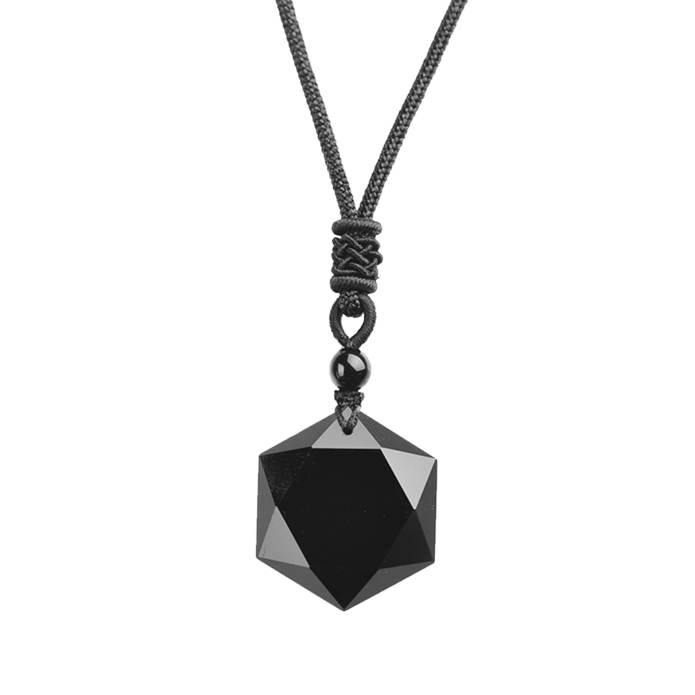 Howooi 1PC Delicate Obsidian Pendant Unicursal Hexagram Sweater Chain ...
