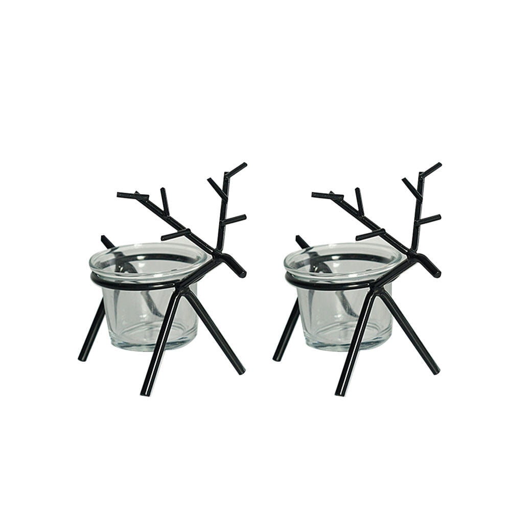 Howooi 2 Pcs Reindeer Tea Light Holder Iron Art Candlestick and ...