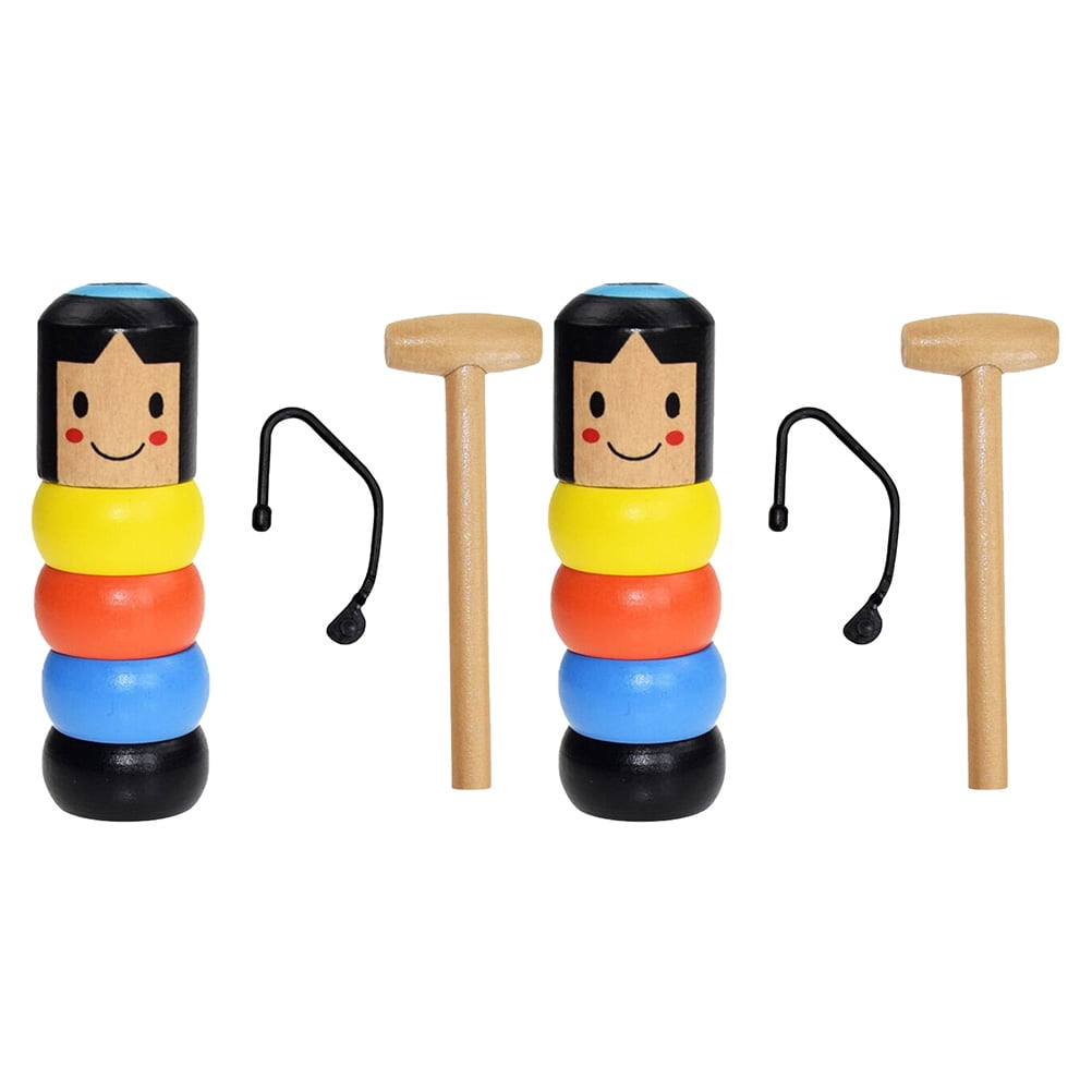 Howooi 2 Sets Small Wooden Puppet Doll Toy Unbreakable Children Puppet ...