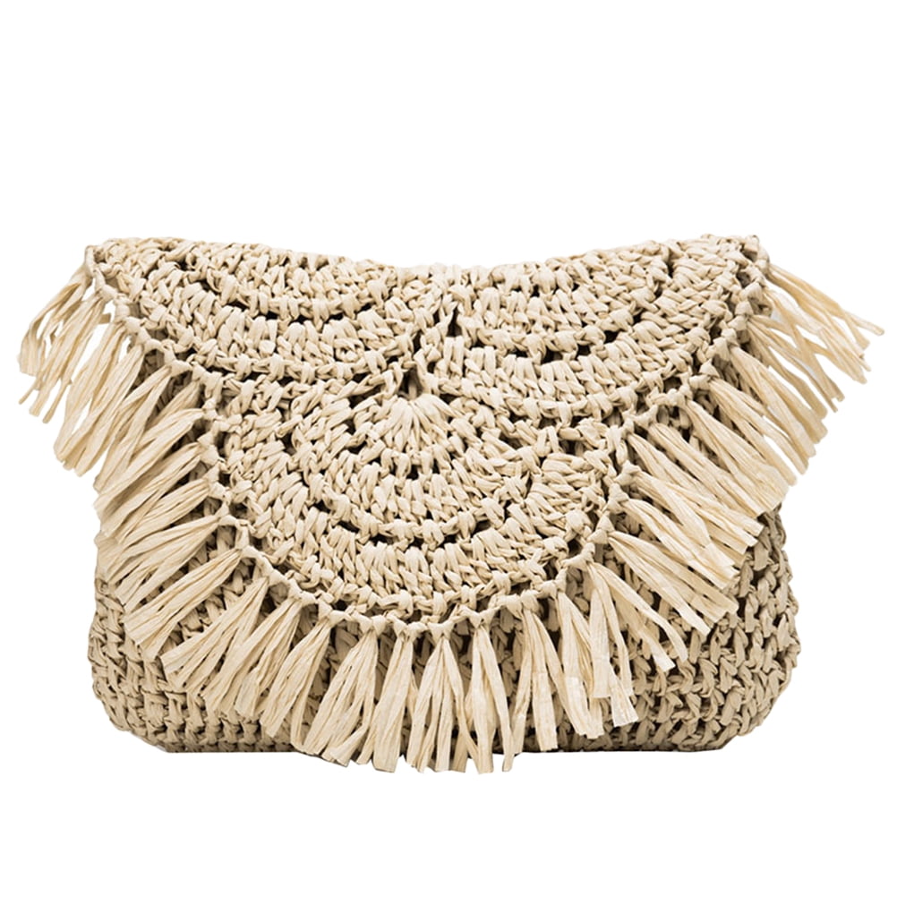 Howooi Fashion Paper Straw Crossbody Bag Handmade Woven Beach Holiday ...